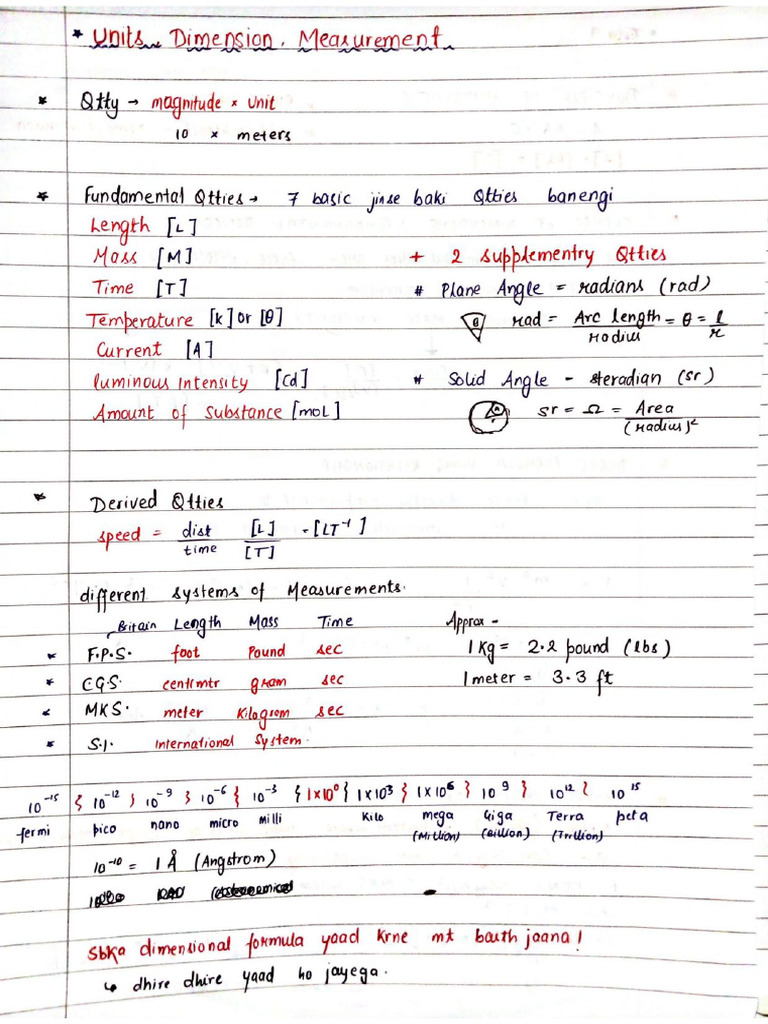 Units and Dimensions | PDF