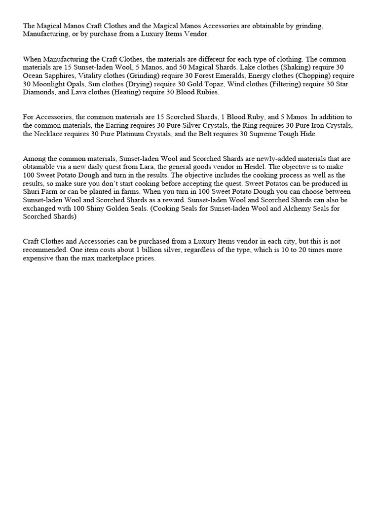 Manos Mastery Bdo | PDF