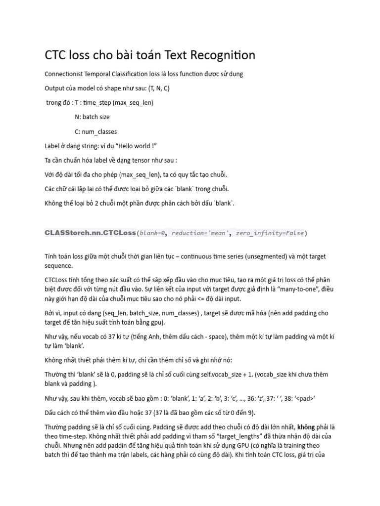 CTC Loss Cho Bài Toán Text Recognition | PDF