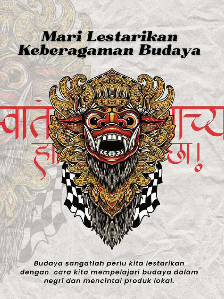 Canva Merah Dan Kuning Barong Ilustrasi Lestarikan Keberagaman Budaya ...