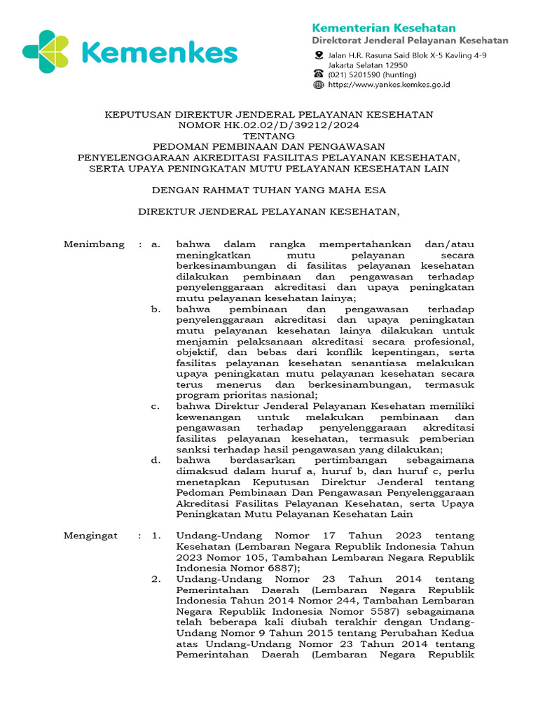 Kepdirjen 39212 Tahun 2024 Tentang Binwas | PDF