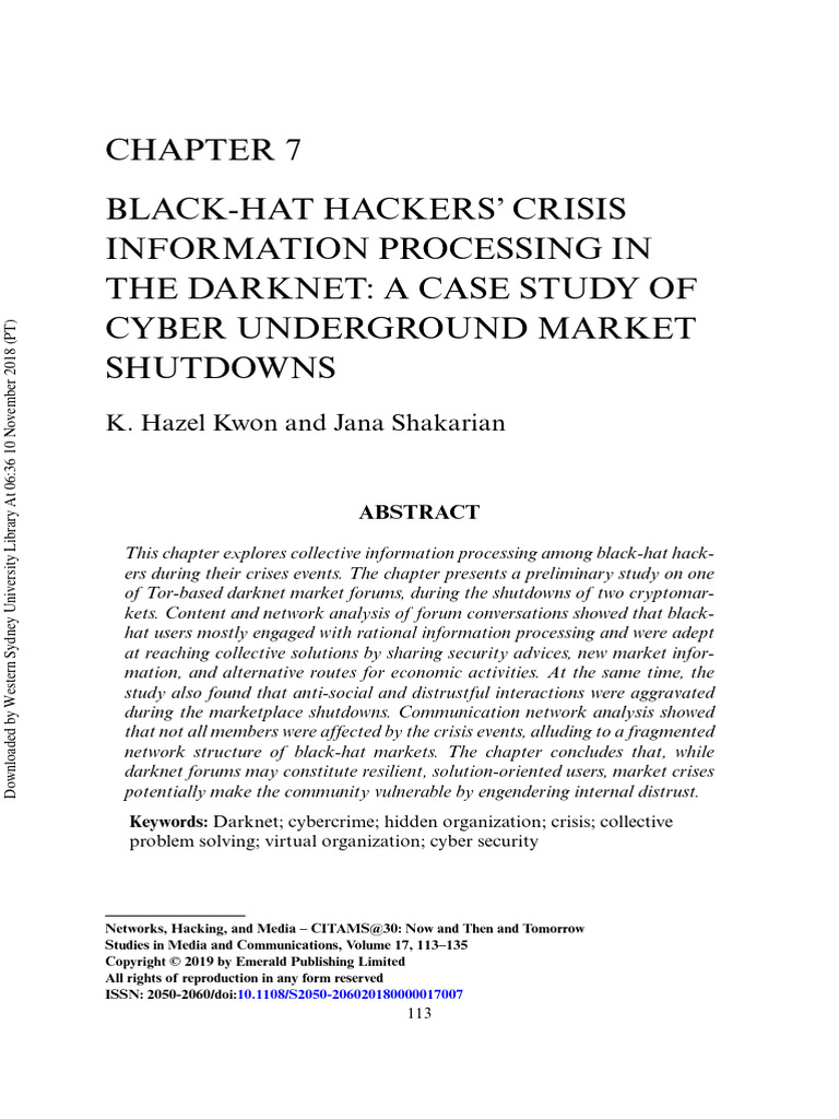 Black-Hat Hackers' Crisis Information Processing in The Darknet - A Case Study of Cyber ...