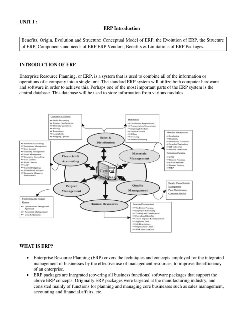 Erp Notes | PDF | Enterprise Resource Planning | Data Warehouse
