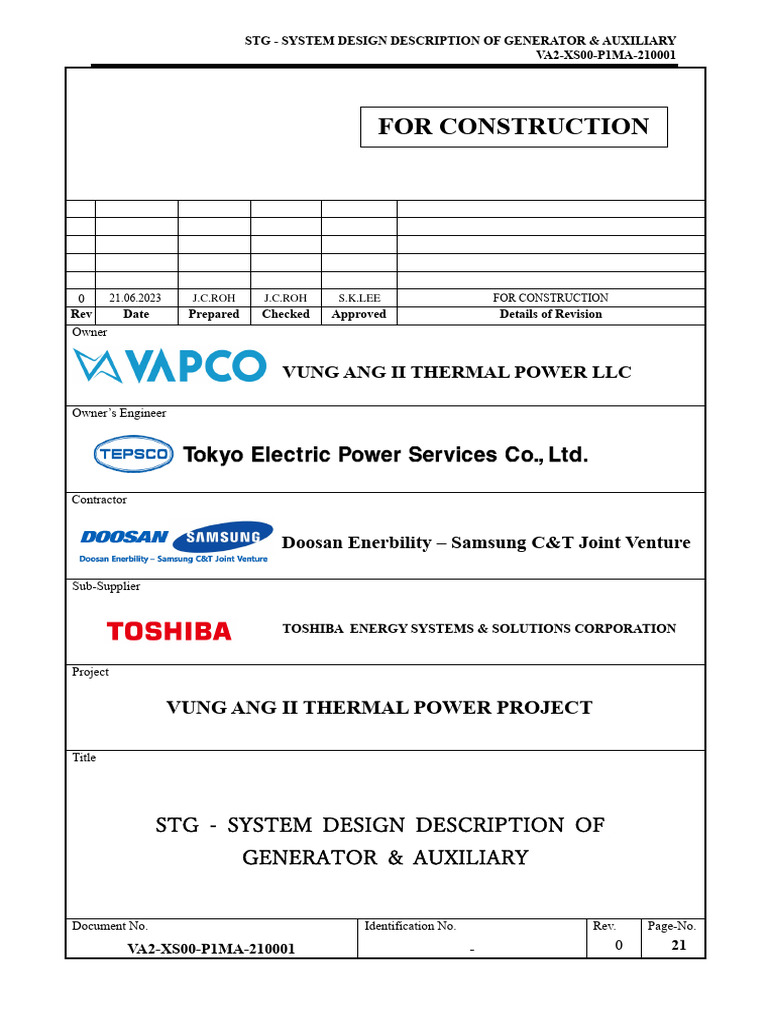 Va2-Xs00-p1ma-210001 - STG - System Design Description of Generator ...