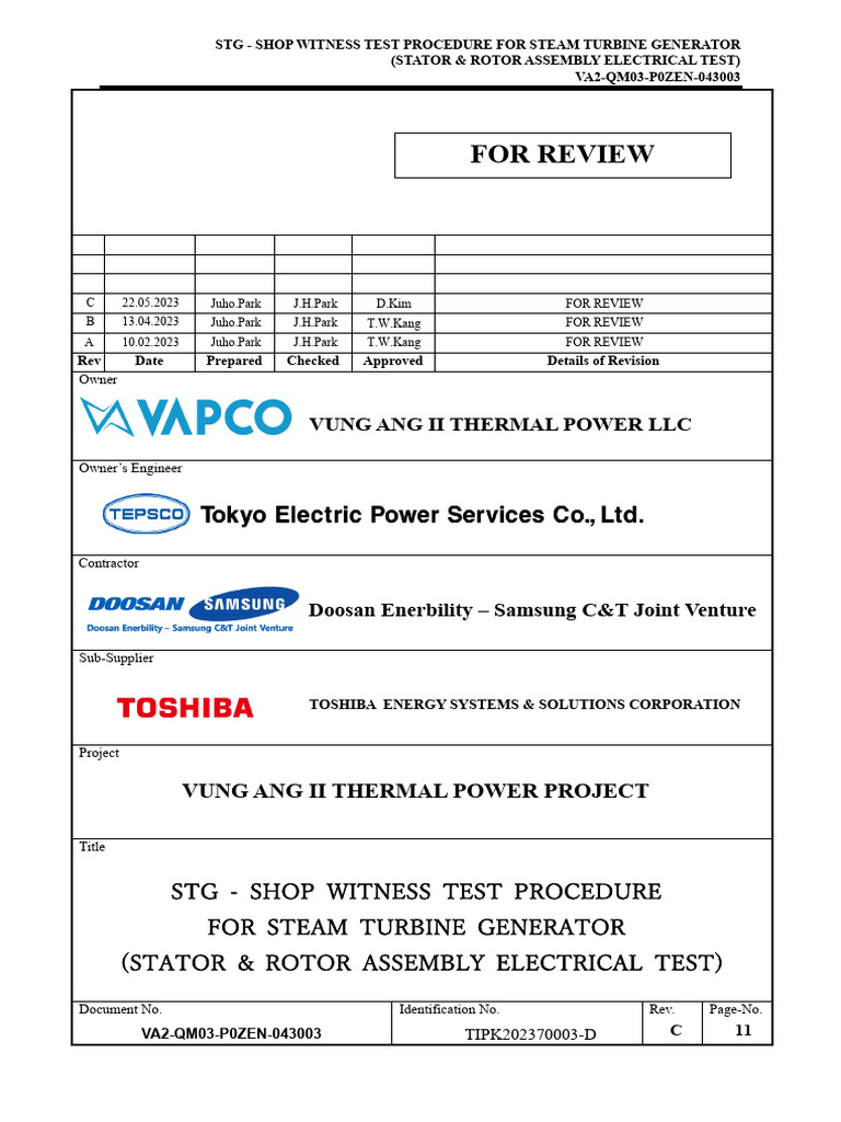 Va2-Qm03-p0zen-043003 - RC - STG - Shop Test Procedure For Generator ...