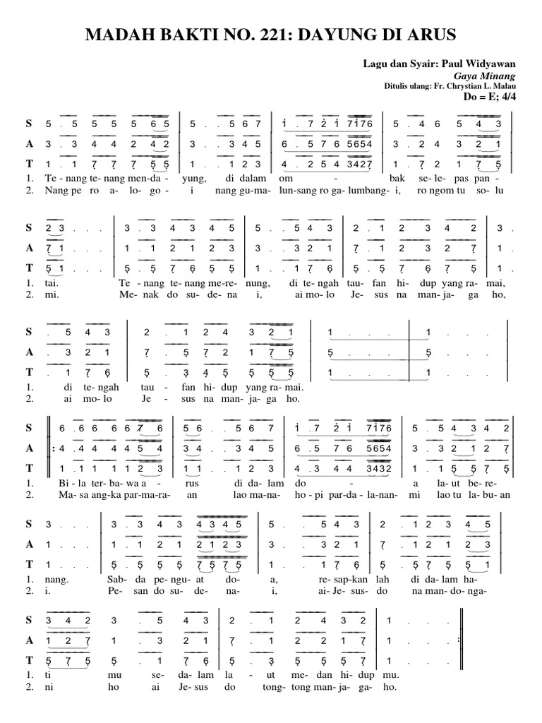 Madah Bakti No 221 Dayung Di Arus | PDF | Teaching Methods & Materials