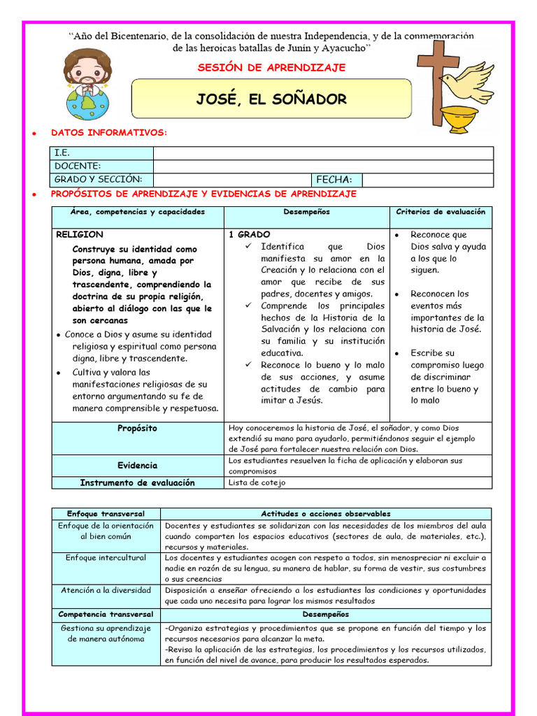 1º U4 S4 SESION D2 RELIGION JOSE EL SOÑADOR | PDF 1º U4 S4 SESION D2 RELIGION JOSE EL SOÑADOR | PDF