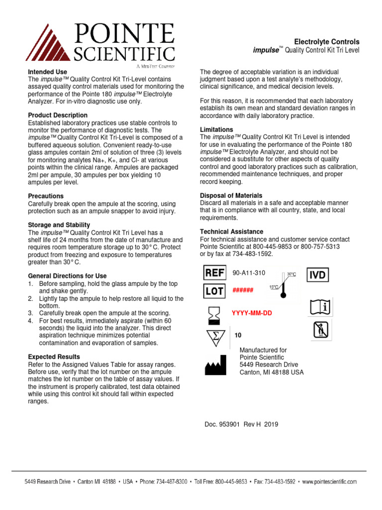 90-A11-310 Rev 06A-19 Rev H ISE - Tri-Level Quality Control Kit Product ...