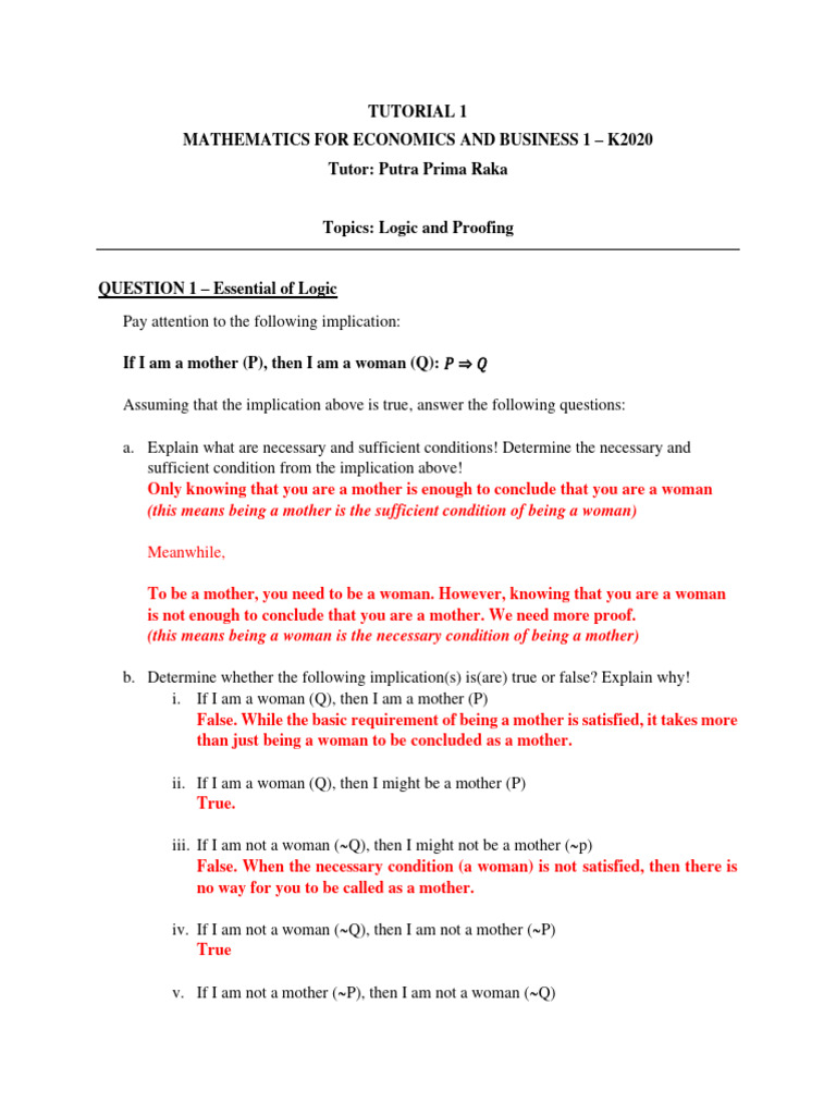 Asistensi 1 Matekbis K2020 - PRIMA | PDF | Logical Consequence | Syntax (Logic)