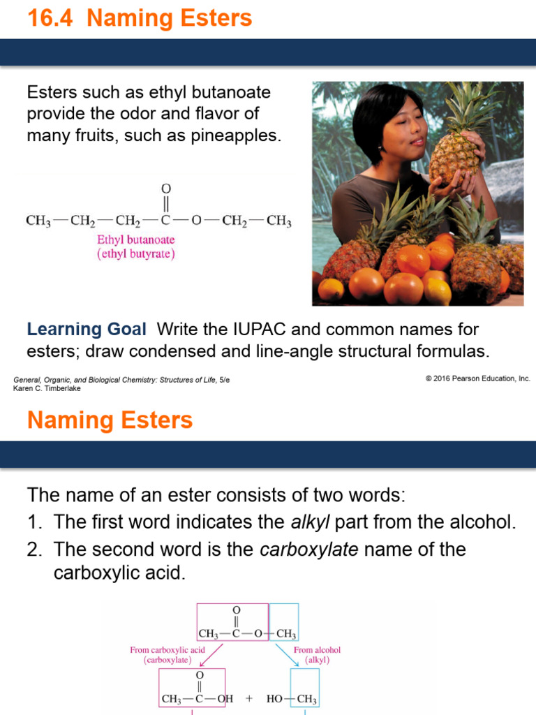 CH16 4 Naming Esters GOB Structures 5th Ed | PDF | Ester | Acetate