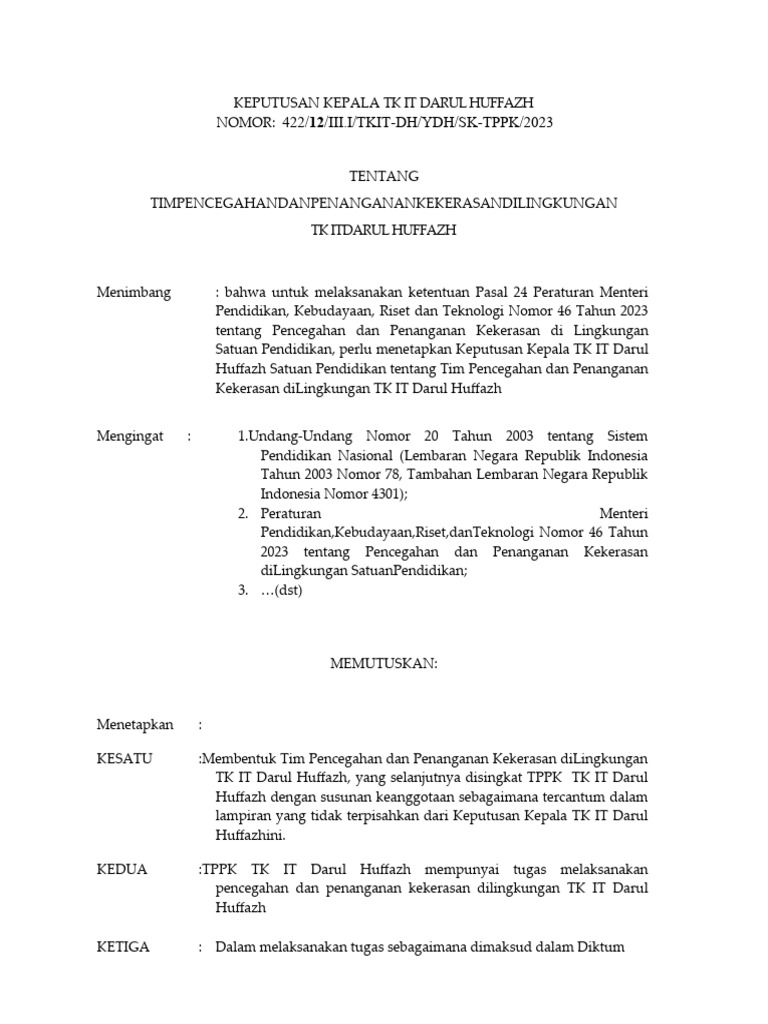 Contoh SK TPPK | PDF