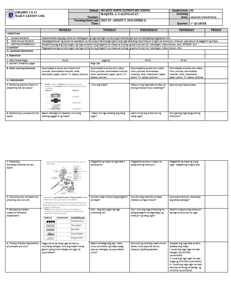 DLL Ap3 Quarter 1 Week 1 | PDF