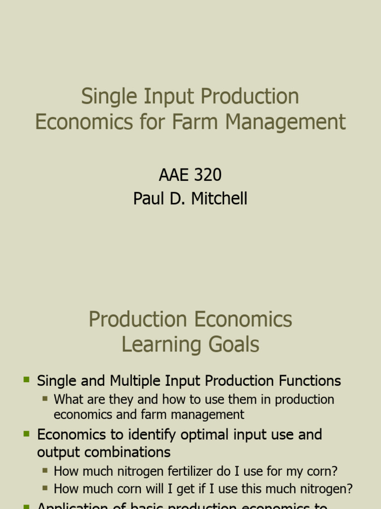 Production Economics 1 | PDF | Derivative | Profit (Economics)