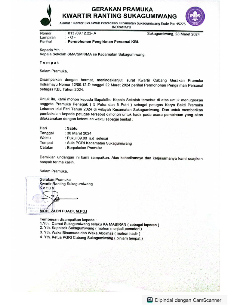 Surat Petugas KBL-1 | PDF