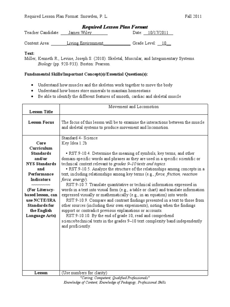 Skeletal Muscle Lesson Plan PDF Osteoblast Bone