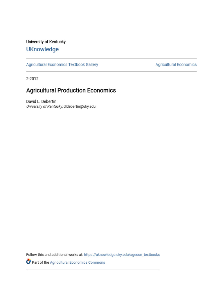 Agricultural Production Economics Pdf Production Function Economics