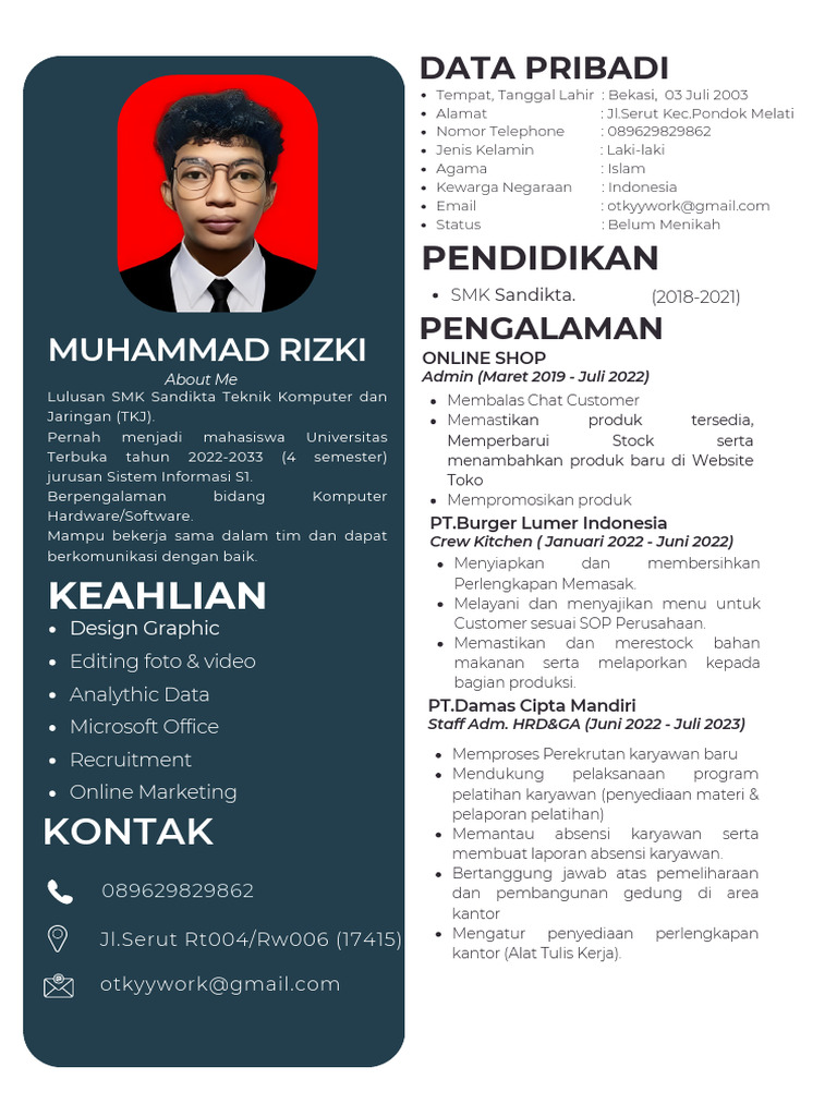 CV Muhammad Rizki - 20240520 - 074655 - 0000 | PDF