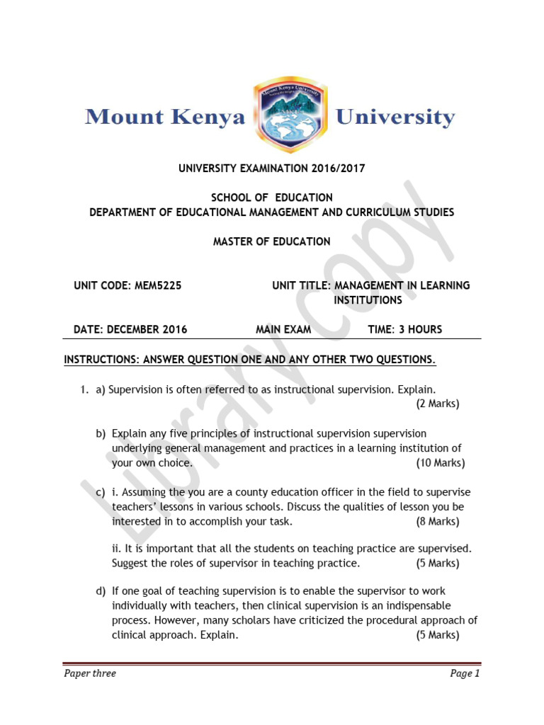 Mem5225 Management in Learning Institutions Virt Main | PDF | Teachers | Behavior Modification