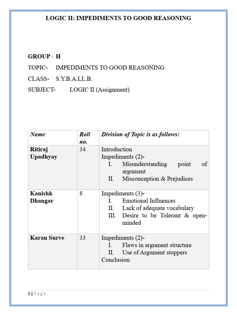 Logic 2 Assignment | PDF | Argument | Fallacy