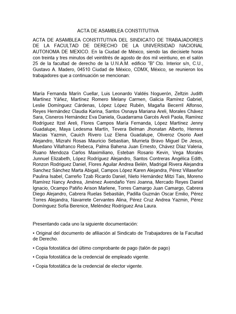 Acta de Asamblea Constitutiva | PDF | México | Gobierno