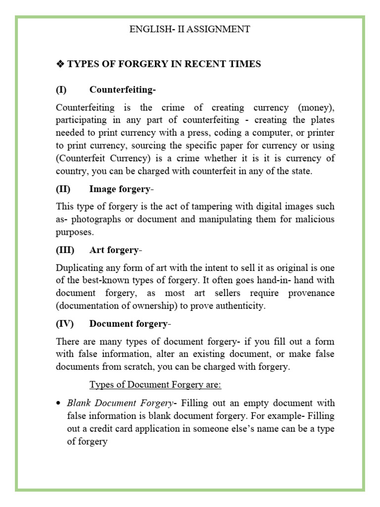 English Assignmnet | PDF | Identity Theft | Forgery