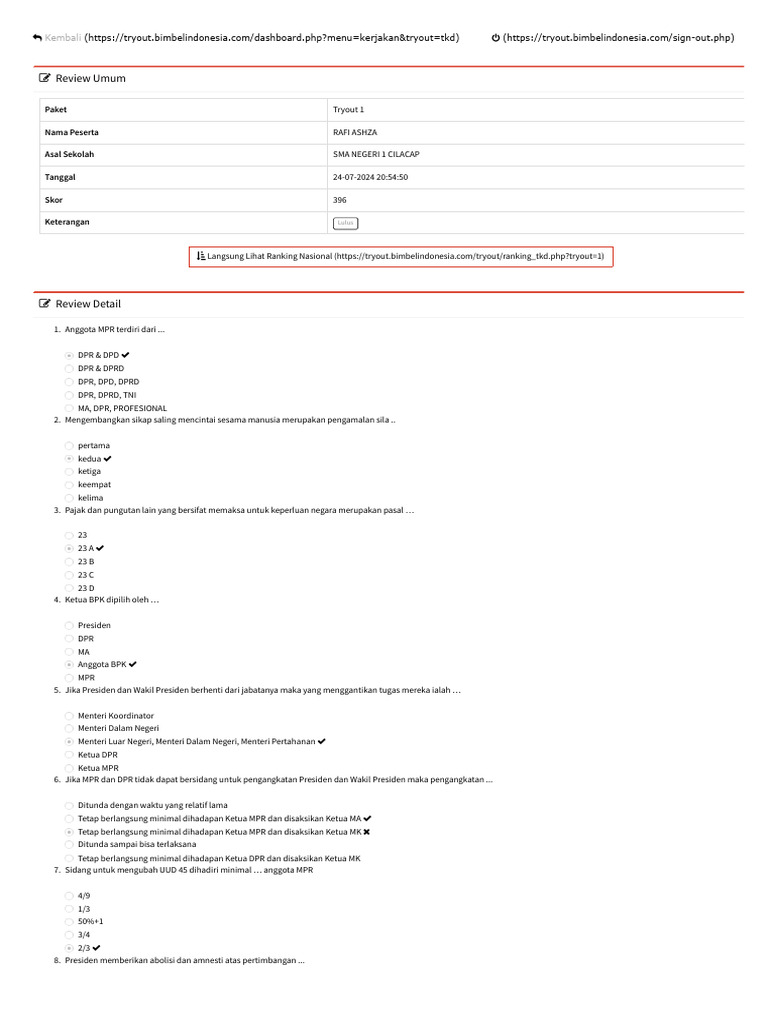 Review TKD 1 - Bindo 2024 | PDF