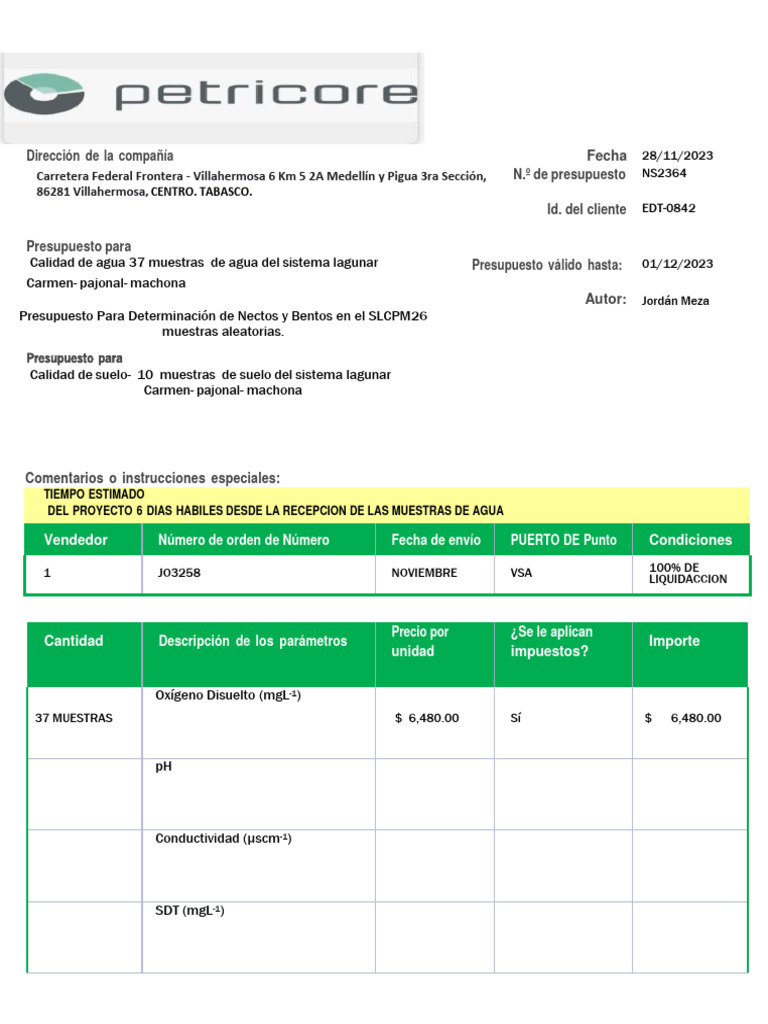 Petricore 2da Cotizacion2023 | PDF | Ciencias de la Tierra