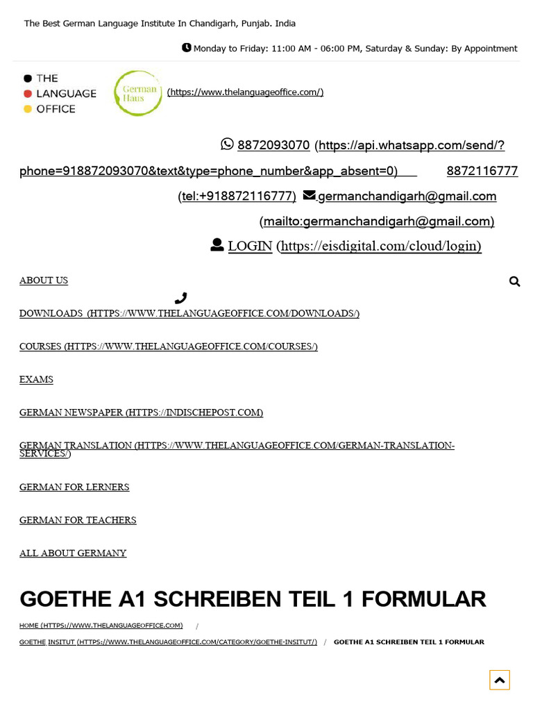 Goethe A1 Schreiben Teil 1 Formular | PDF | Workweek And Weekend ...