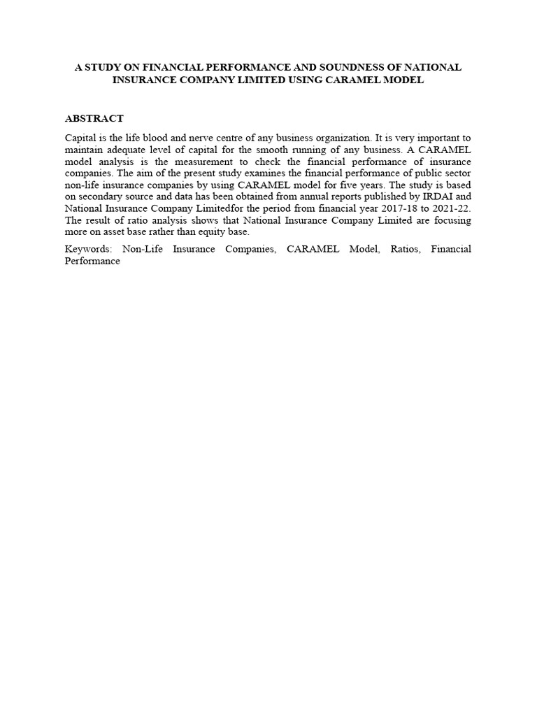 CARAMEL Model Research Paper | PDF | Insurance | Equity (Finance)