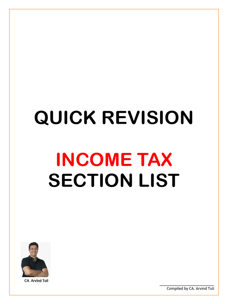 Income Tax Section List for CA Exams | PDF | Taxes | Alternative ...
