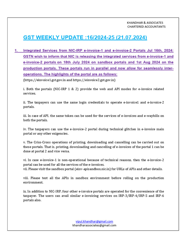 GST Weekly Update - 16 - 2024-25 | PDF | Reinsurance | Banks