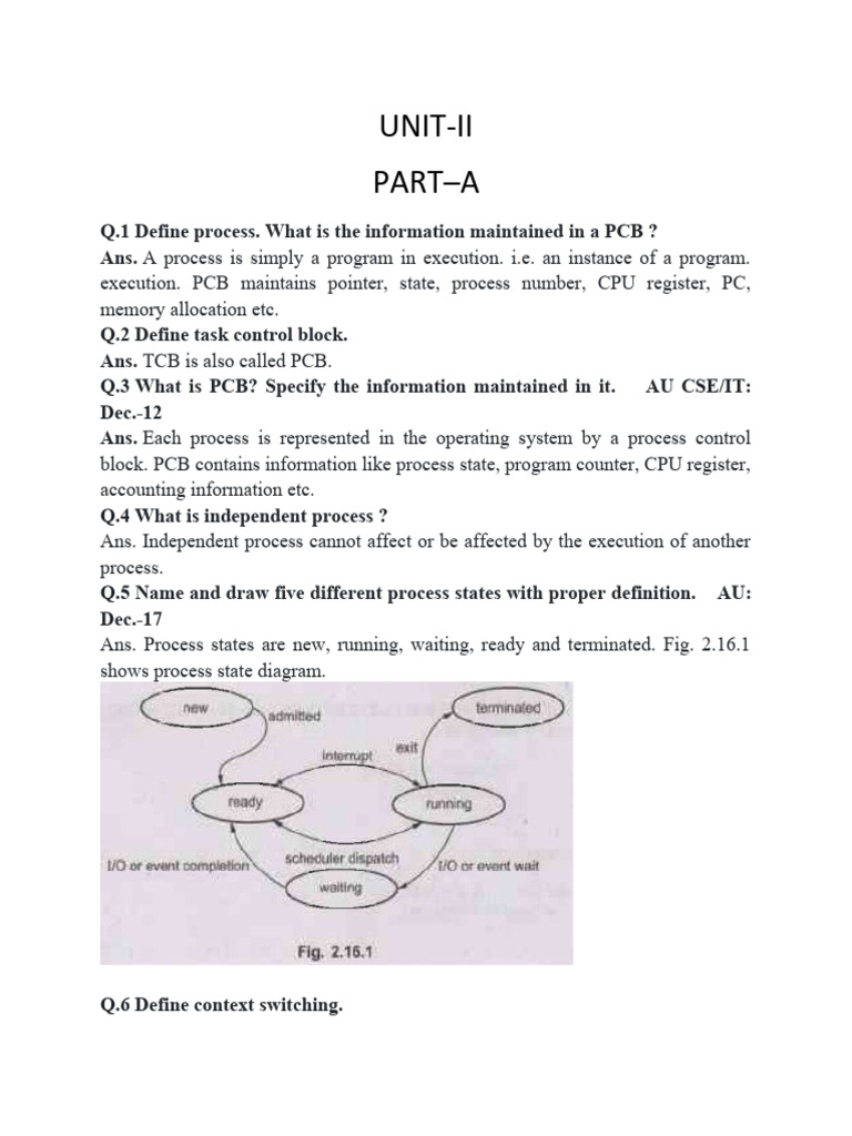 UNIT II Two Marks | PDF | Thread (Computing) | Scheduling (Computing) UNIT II Two Marks | PDF | Thread (Computing) | Scheduling (Computing)