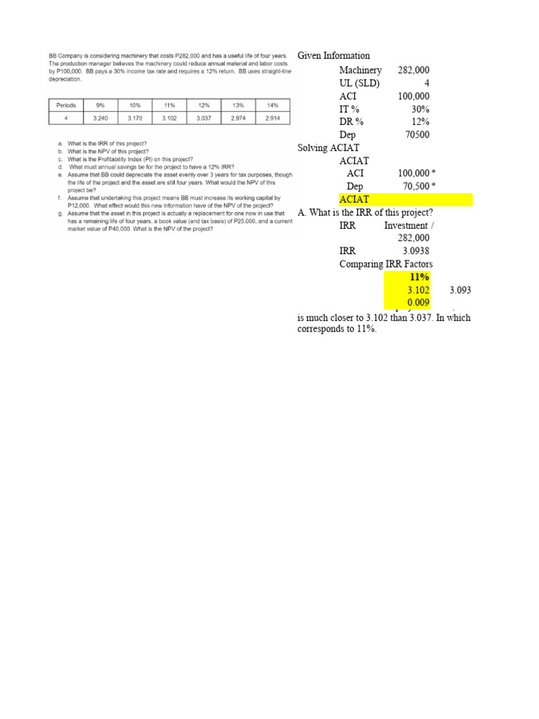 Acmas - BB Company Solutions | PDF | Net Present Value | Internal Rate ...