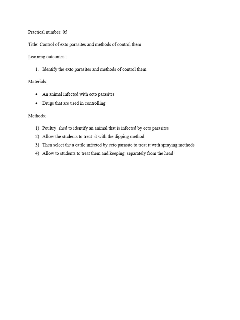 Ecto Parasite Control Methods | PDF