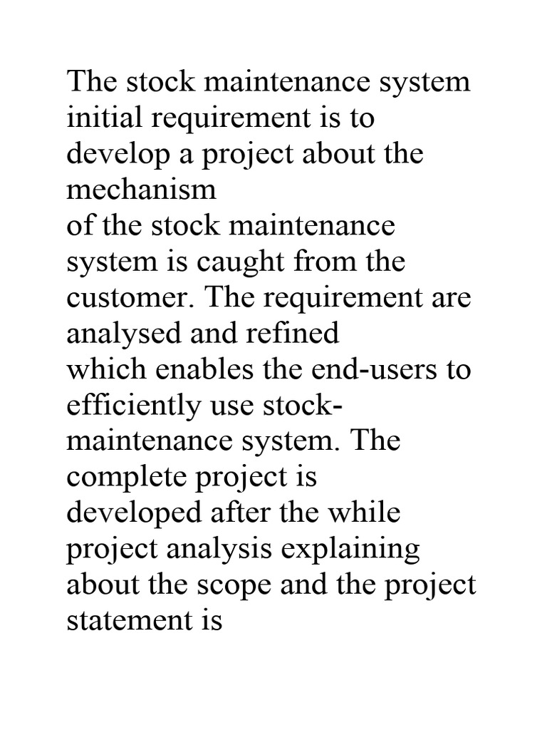 Stock Maintenance System | PDF | Computing | Business