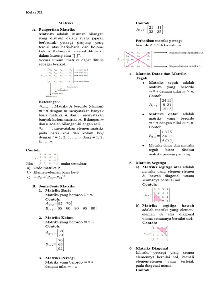 Mat - VJ - Matriks (Materi) | PDF | Metode & Bahan Ajar