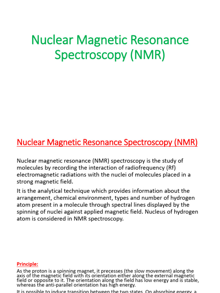 Nuclear Magnetic Resonance Spectros | PDF | Nuclear Magnetic Resonance | Spectroscopy