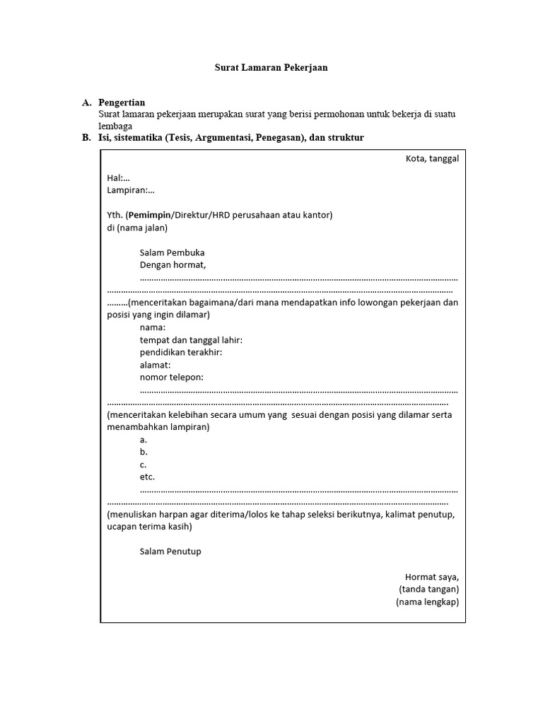 Panduan Lengkap Surat Lamaran Kerja | PDF