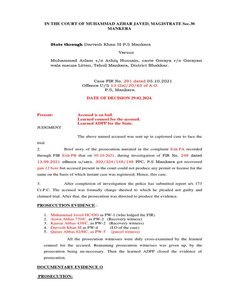 Muhammad Aslam P.S Mankera - Connected Sajid Steno 29.02.2024 | PDF ...