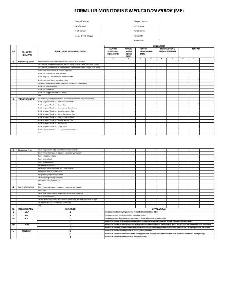 Formulir Medication Error | PDF