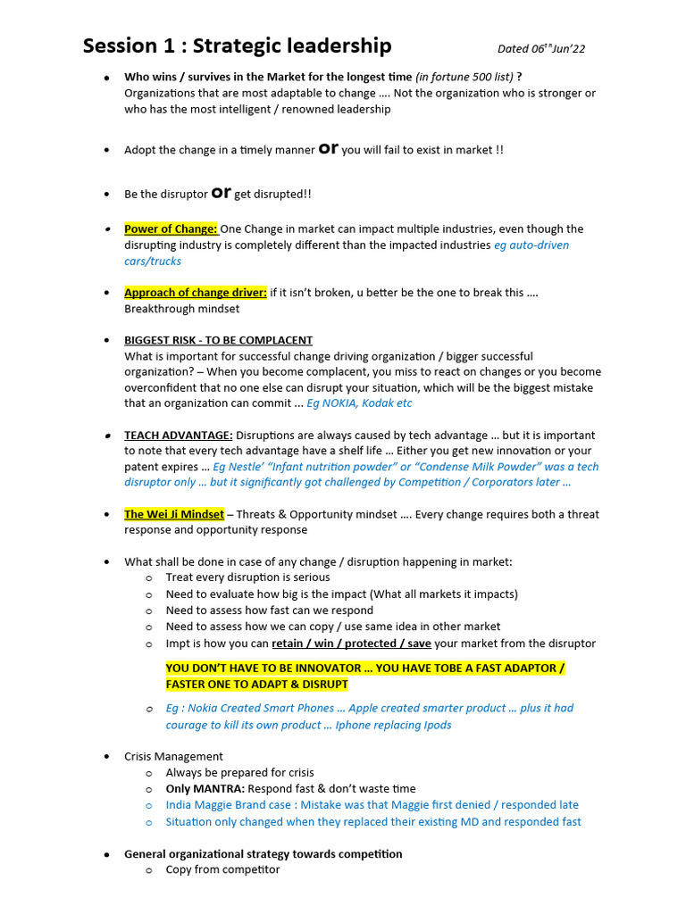 ISB GMP Session 1 - Strategic Leadership | PDF | Innovation | Business