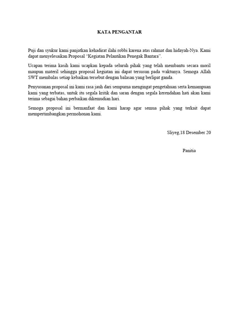 Kata Pengantar Proposal | PDF