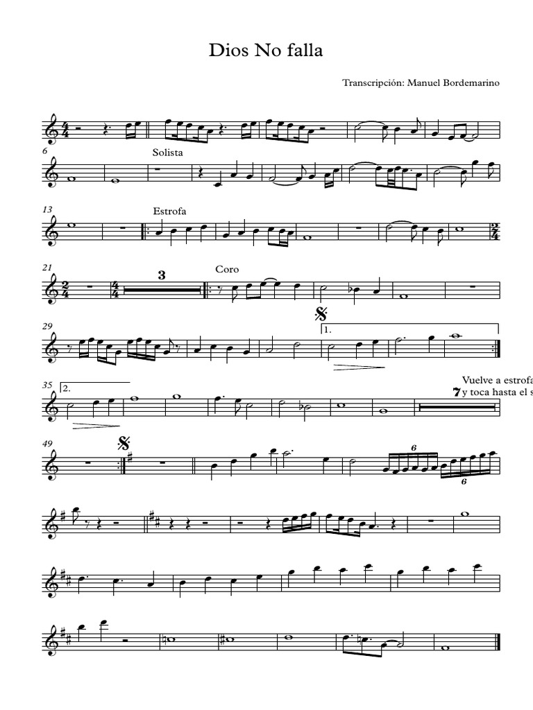 Dios No Falla - Partitura y Partes | PDF