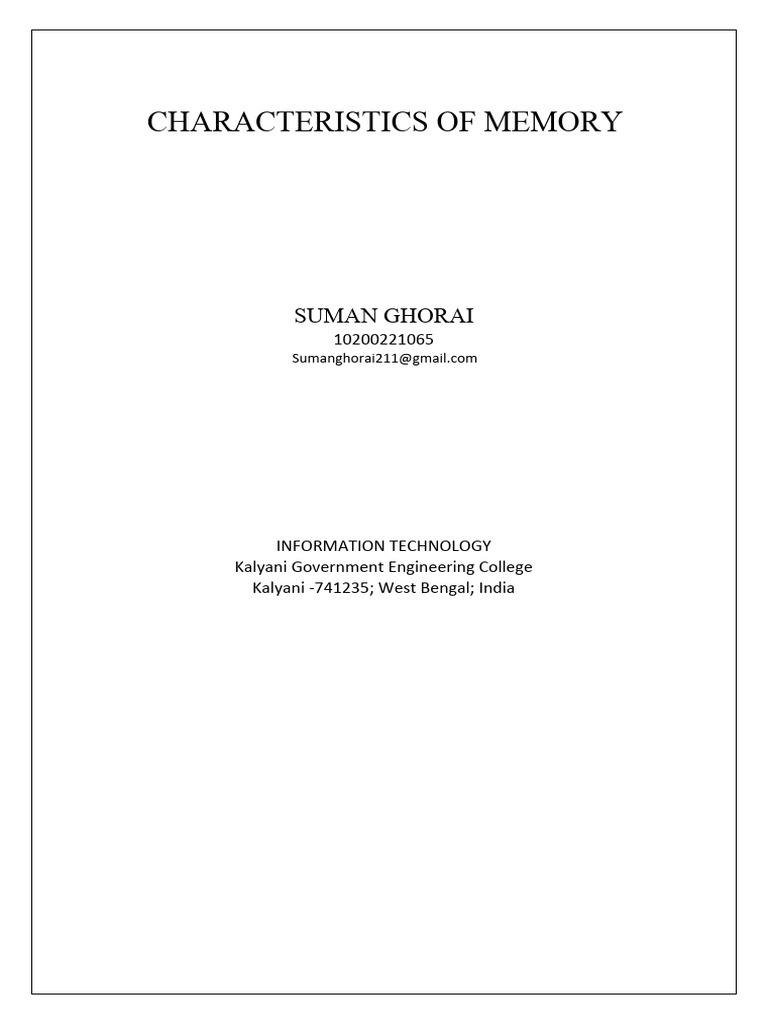 Characteristics of Memory | PDF | Computer Data Storage | Random Access Memory