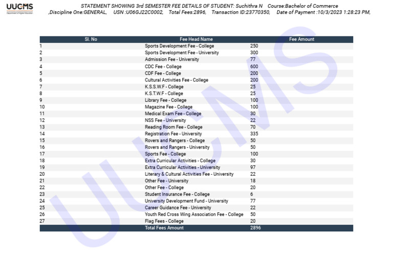 Student Fee Details | PDF | Fee | Service Industries