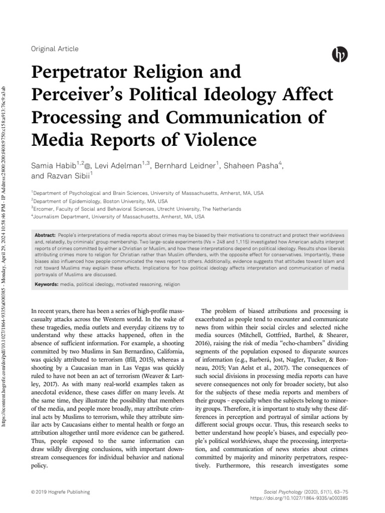 Perpetrator Religion and | PDF | Bias | Attitude (Psychology)