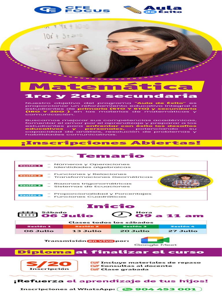 BROCHURE MATEMATICA 1RO Y 2DO SEC II | PDF
