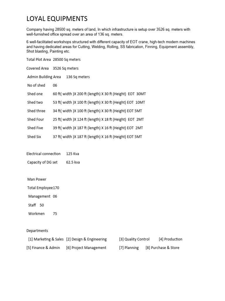 Loyal Equipments | PDF | Home & Garden | Technology & Engineering