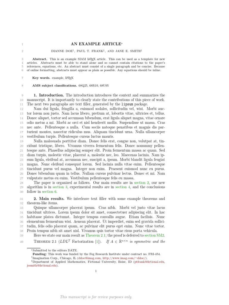 Template For Siam Journals | PDF | Algebra | Matrix Theory
