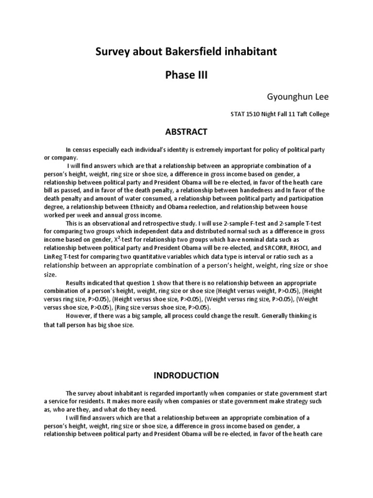 Survey About Bakers Field Inhabitan Phase 3 | PDF | Scatter Plot ...